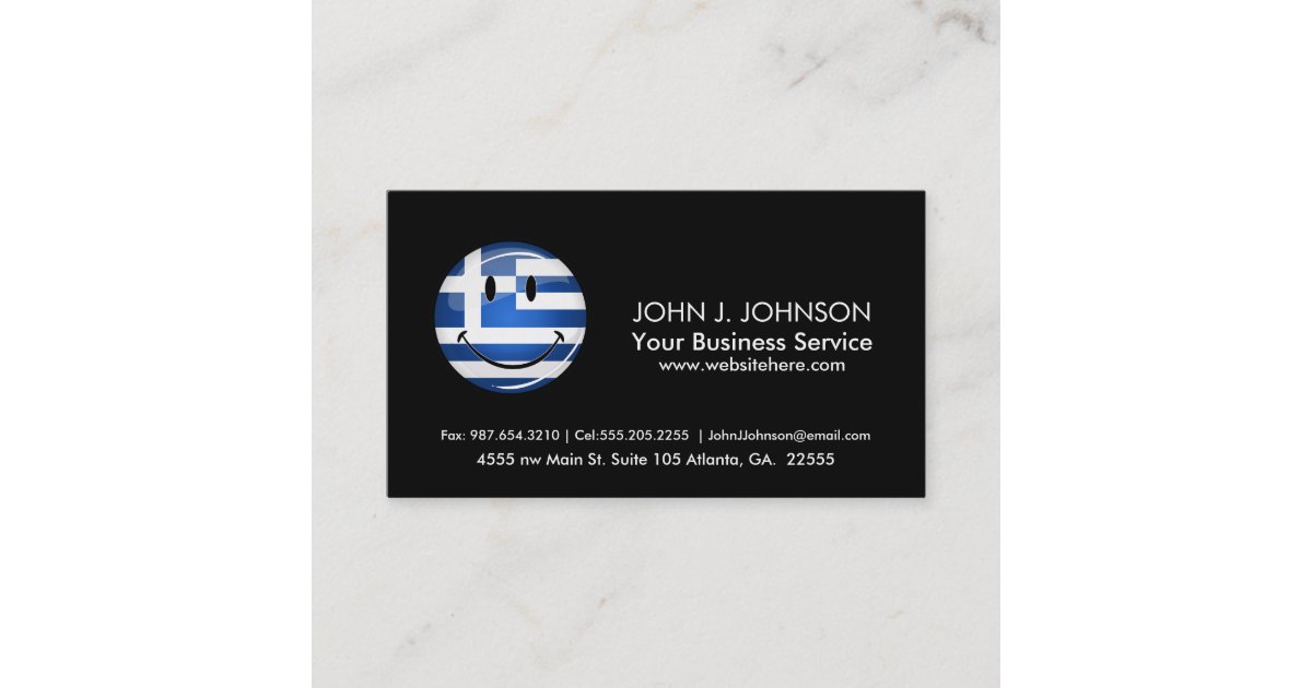 Smiling Greek Flag Business Card | Zazzle