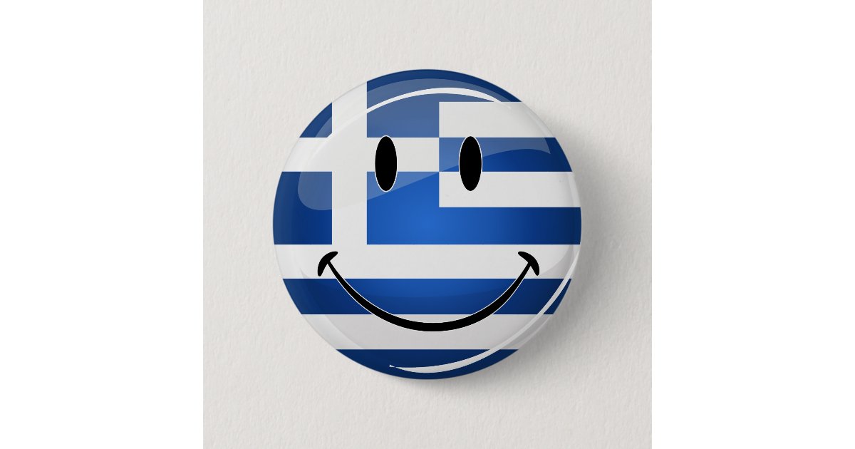 Smiling Greek Flag Pinback Button | Zazzle