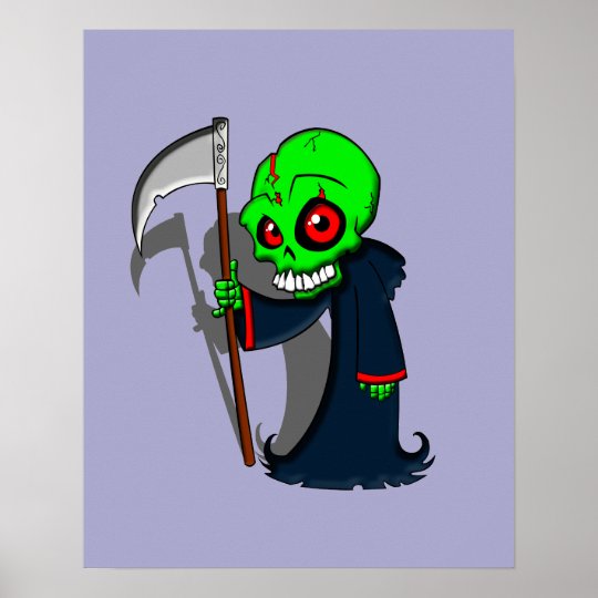 Smiling Grim Reaper Illustration Creepy Cool Poster | Zazzle.com