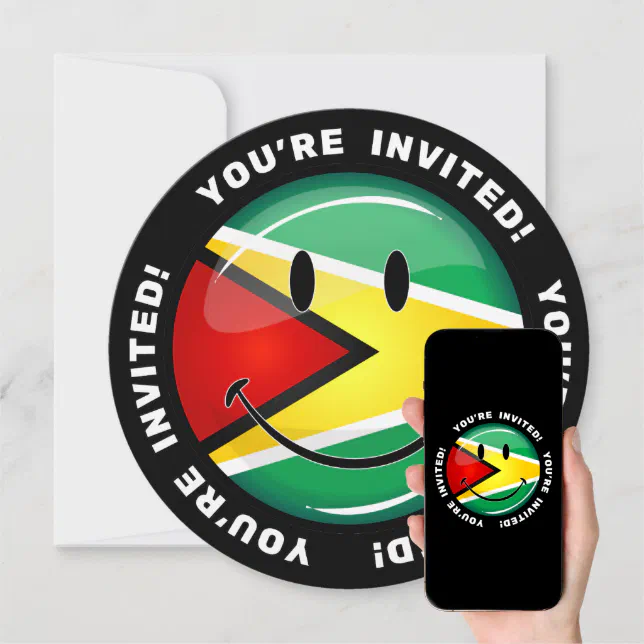 Smiling Guyanese Flag Invitation | Zazzle