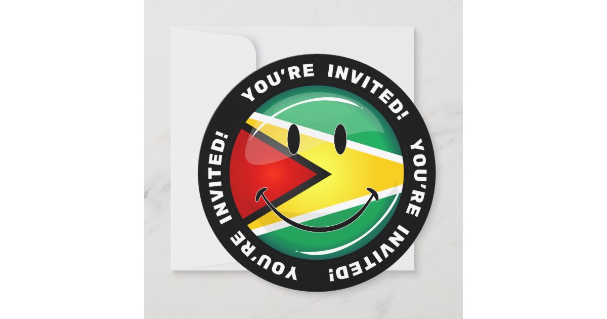 Smiling Guyanese Flag Invitation | Zazzle