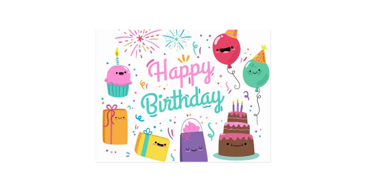 Smiling Happy Birthday Postcard | Zazzle.com