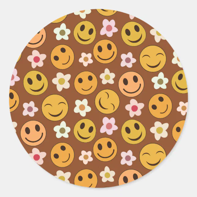 Smiling Happy Faces With Hearts Classic Round Sticker | Zazzle