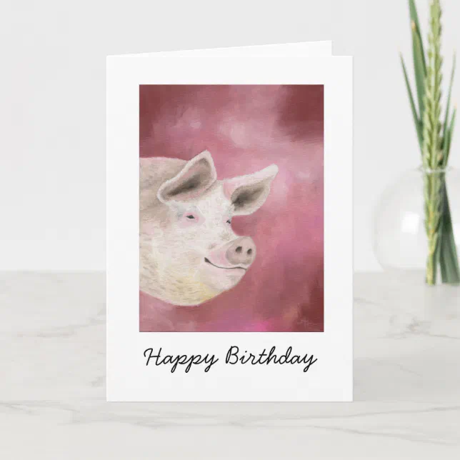 Smiling Hog Birthday Card | Zazzle