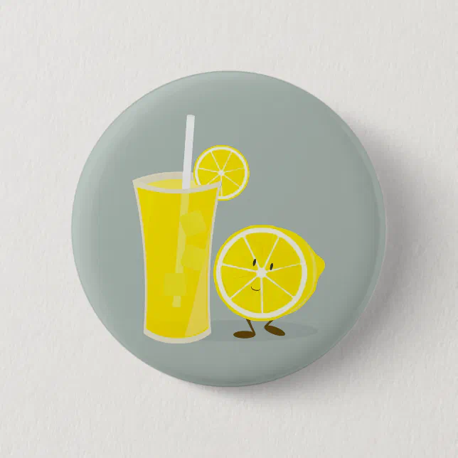 Smiling lemon with lemonade button | Zazzle