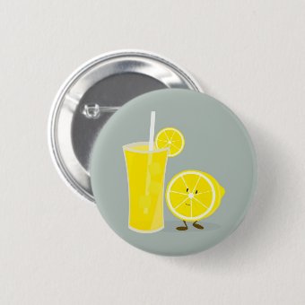 Smiling lemon with lemonade button | Zazzle