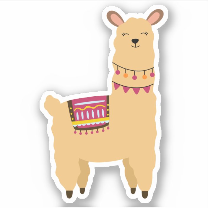 Smiling Llama Sticker | Zazzle.com