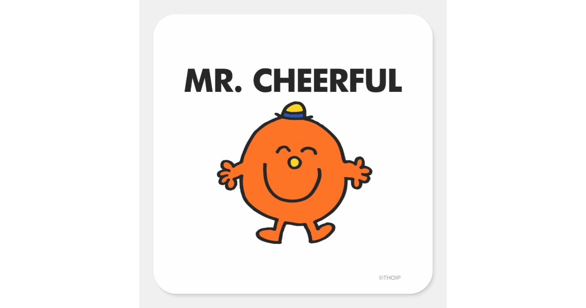 Smiling Mr. Cheerful Square Sticker | Zazzle
