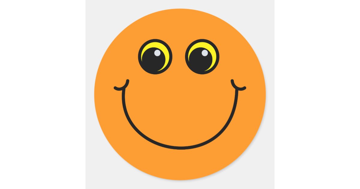 Smiling Orange Emoji Face Classic Round Sticker | Zazzle