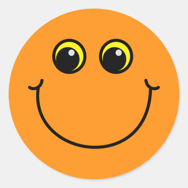 Smiling Orange Emoji Face Classic Round Sticker | Zazzle