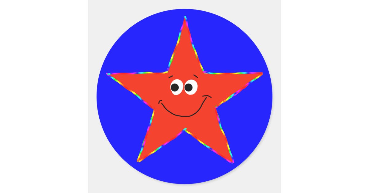 Smiling Red Star Stickers | Zazzle