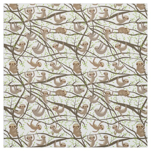 Cute Sloth Pattern Fabric | Zazzle