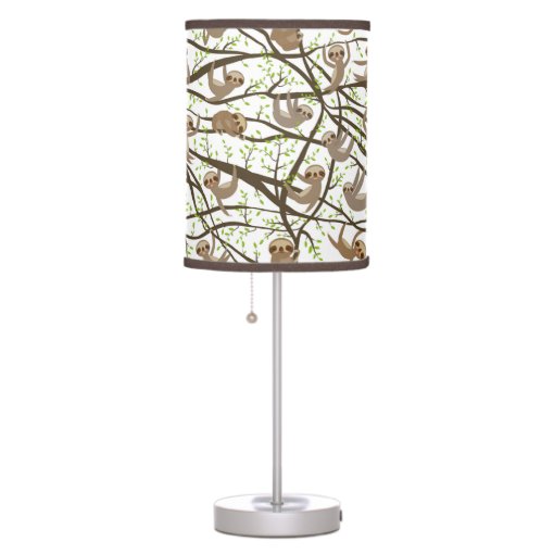 Smiling Sloth Pattern Table Lamp | Zazzle