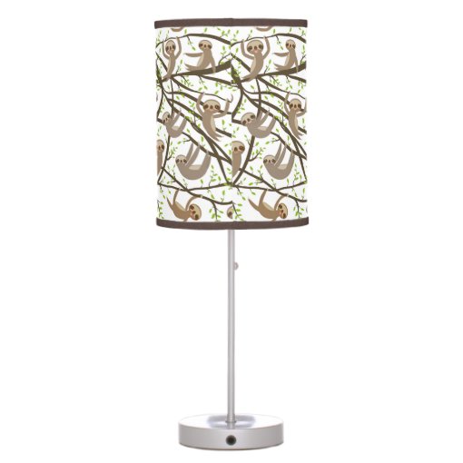 Smiling Sloth Pattern Table Lamp | Zazzle