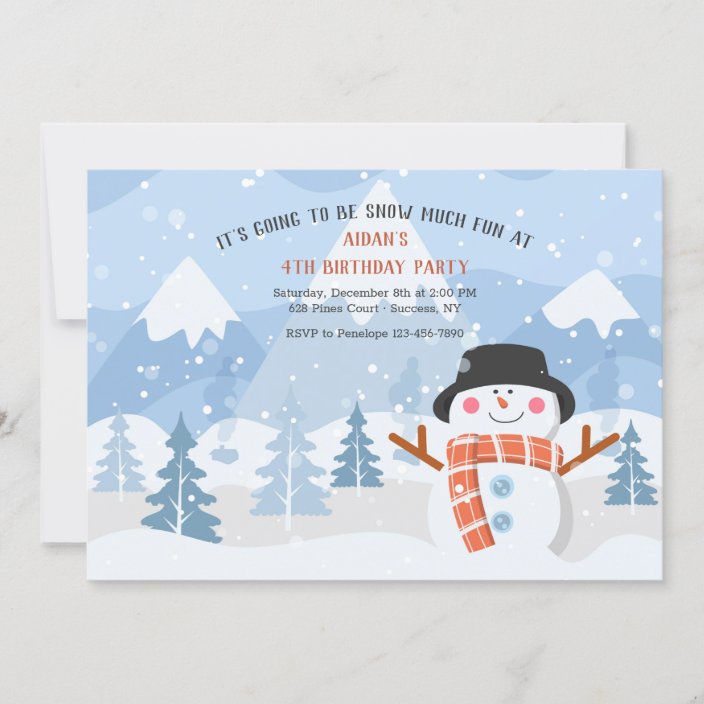 Smiling Snowman Birthday Party Invitation | Zazzle.com