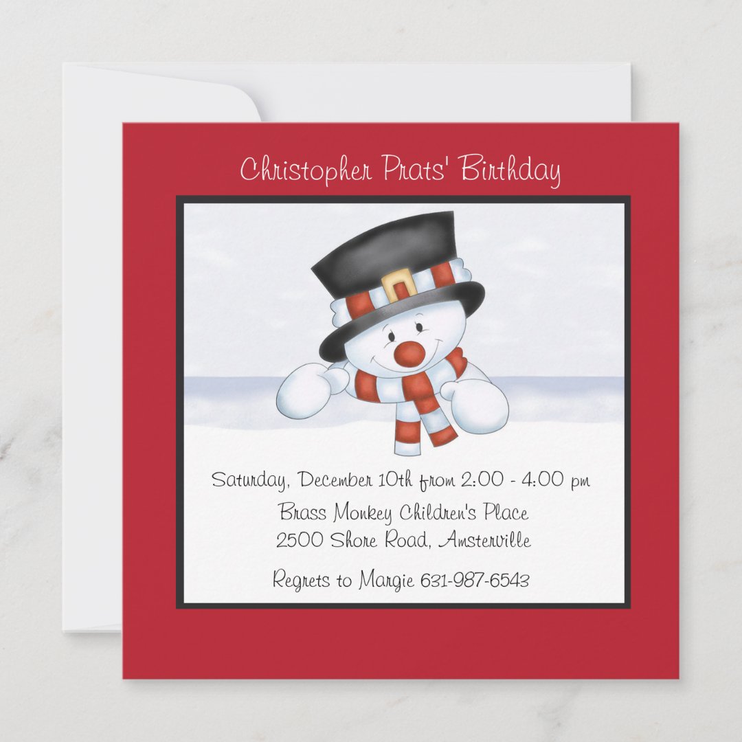 Smiling Snowman - Birthday Party Invitation | Zazzle
