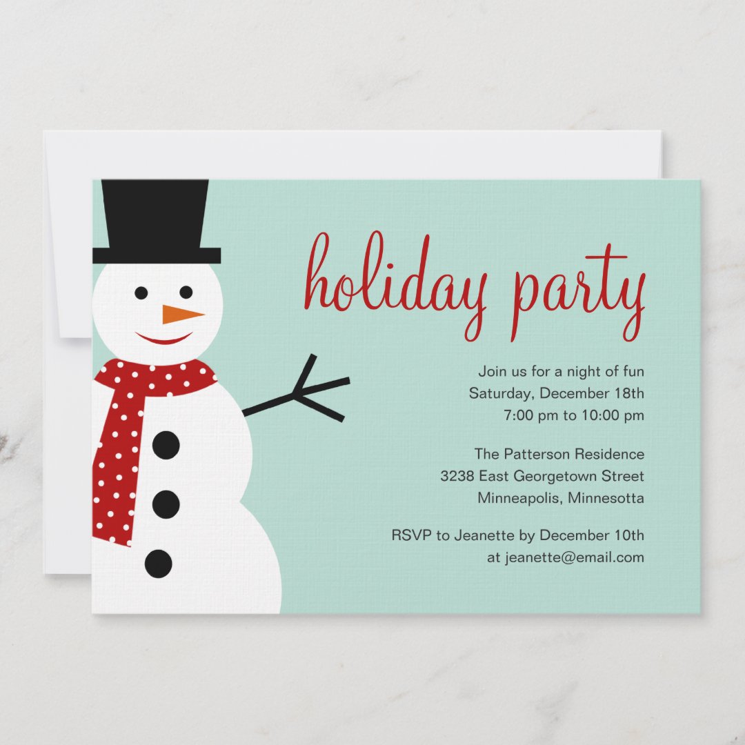 Smiling Snowman Christmas/Holiday Party Invitation | Zazzle