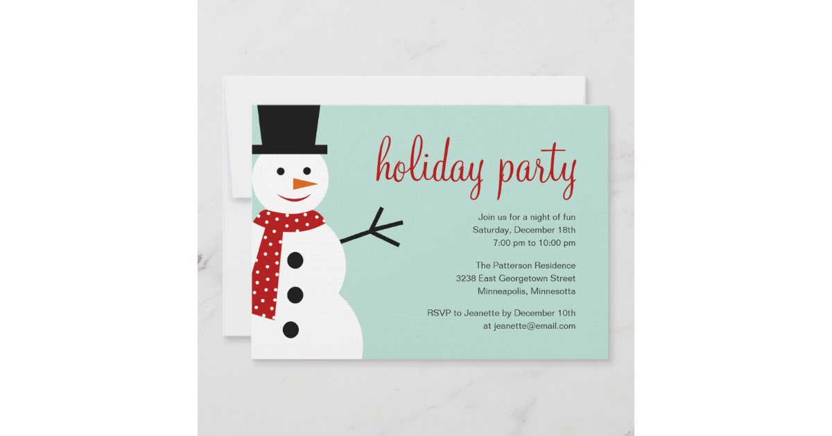 Smiling Snowman Christmas/Holiday Party Invitation | Zazzle