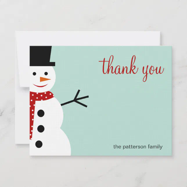 Smiling Snowman Christmas/Holiday Thank You Cards | Zazzle