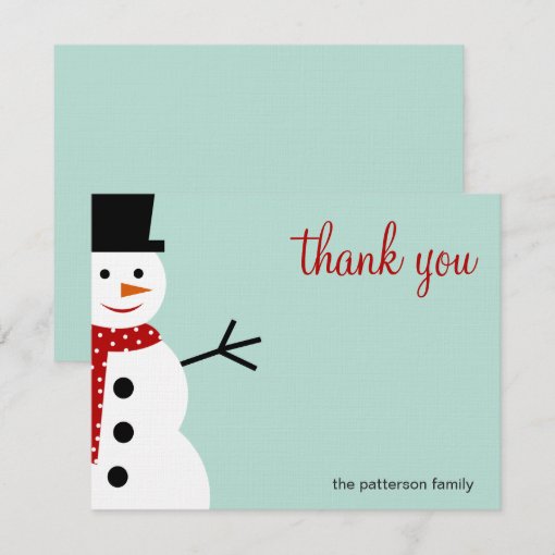 Smiling Snowman Christmas/Holiday Thank You Cards | Zazzle