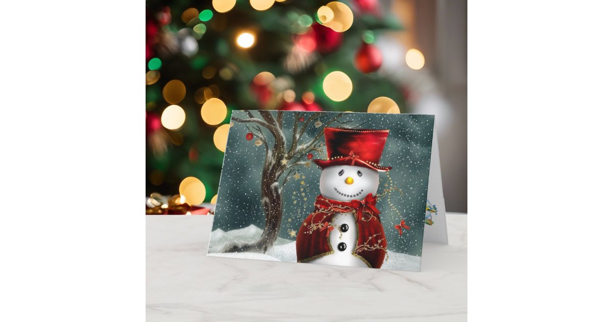 Smiling Snowman Christmas Let It Snow! Your Text Holiday Card | Zazzle