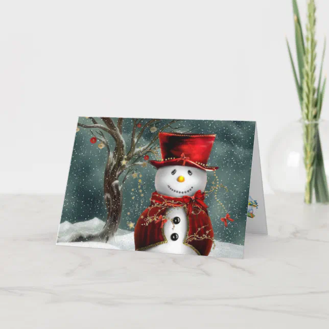 Smiling Snowman Christmas Let It Snow! Your Text Holiday Card | Zazzle