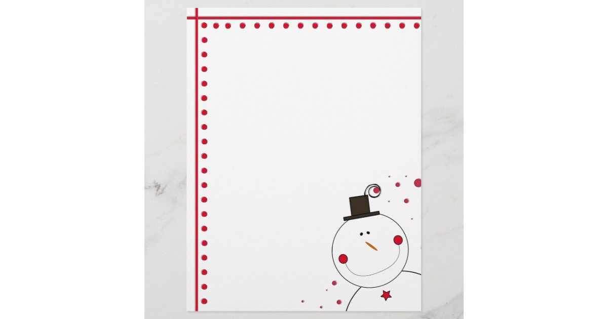 Smiling Snowman Christmas Letterhead | Zazzle