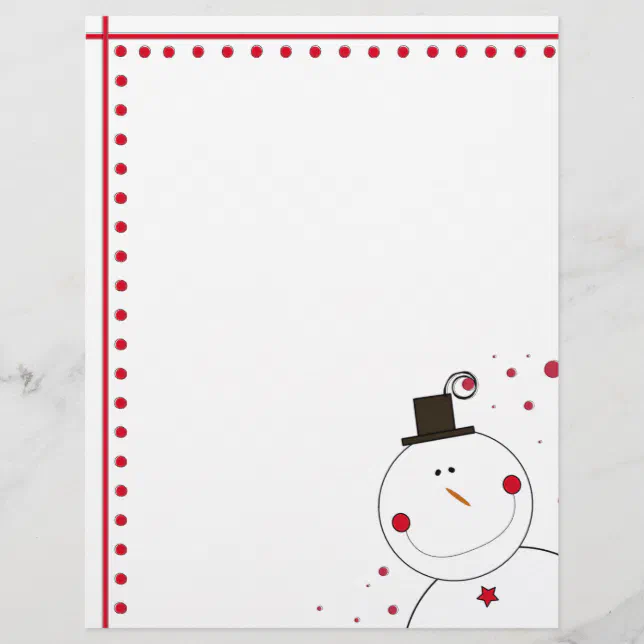 Smiling Snowman Christmas Letterhead | Zazzle