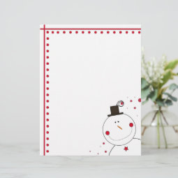 Smiling Snowman Christmas Letterhead | Zazzle