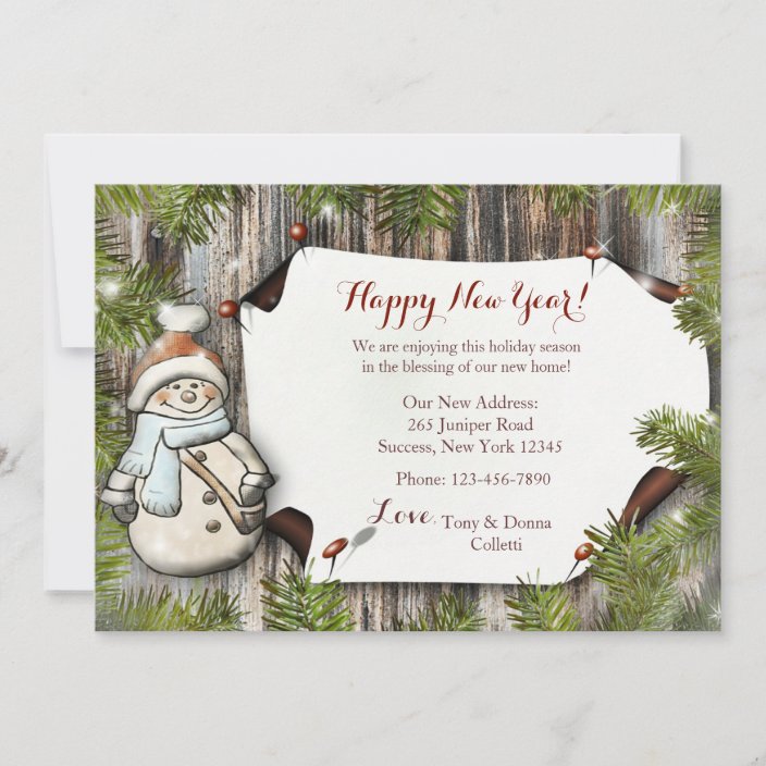 Smiling Snowman Holiday Moving Announcement | Zazzle.com