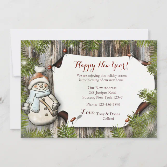 Smiling Snowman Holiday Moving Announcement | Zazzle