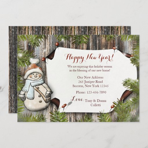 Smiling Snowman Holiday Moving Announcement | Zazzle