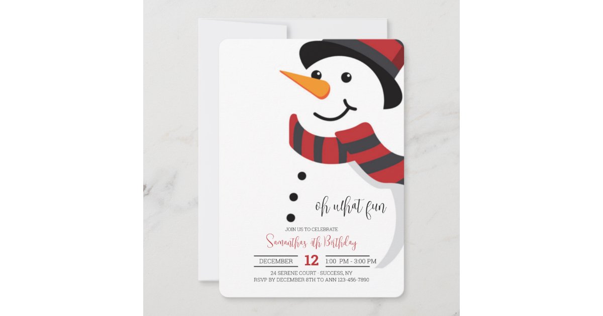 Smiling Snowman Invitation | Zazzle
