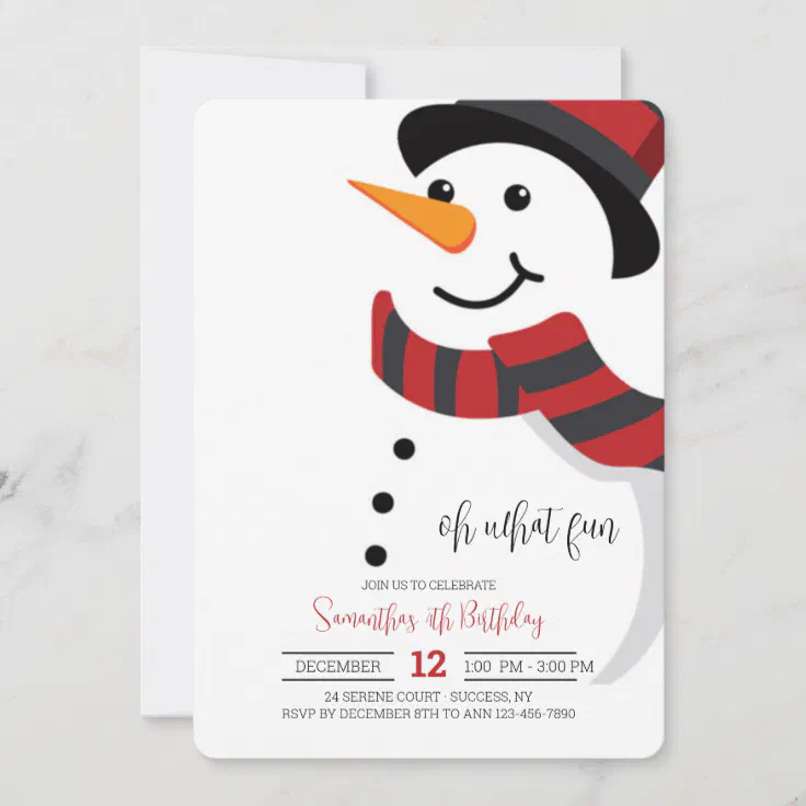 Smiling Snowman Invitation | Zazzle
