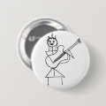 Smiling Stick Figure Girl holding bass / guitar Pinback Button | Zazzle