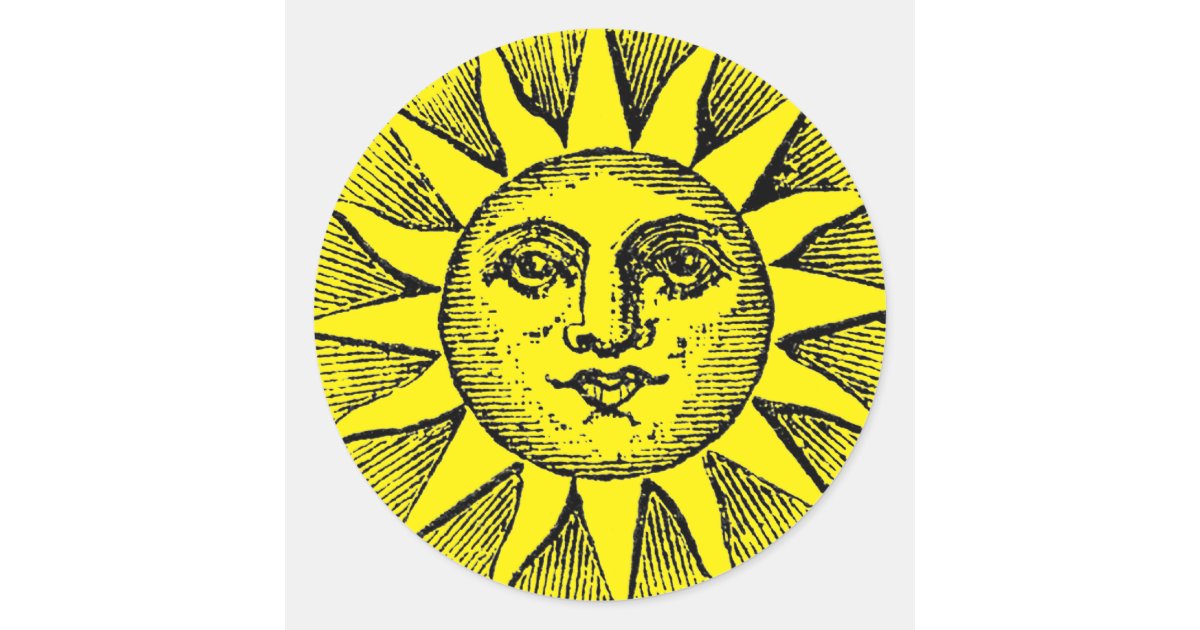 Smiling sun classic round sticker | Zazzle