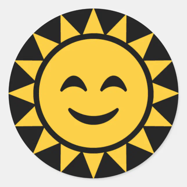 Smiling Sun Classic Round Sticker | Zazzle