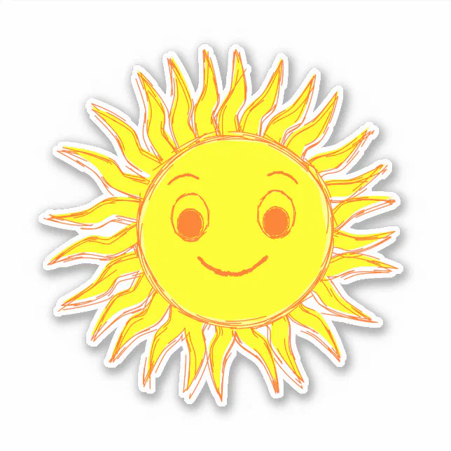 Smiling Sun Drawing Sticker | Zazzle