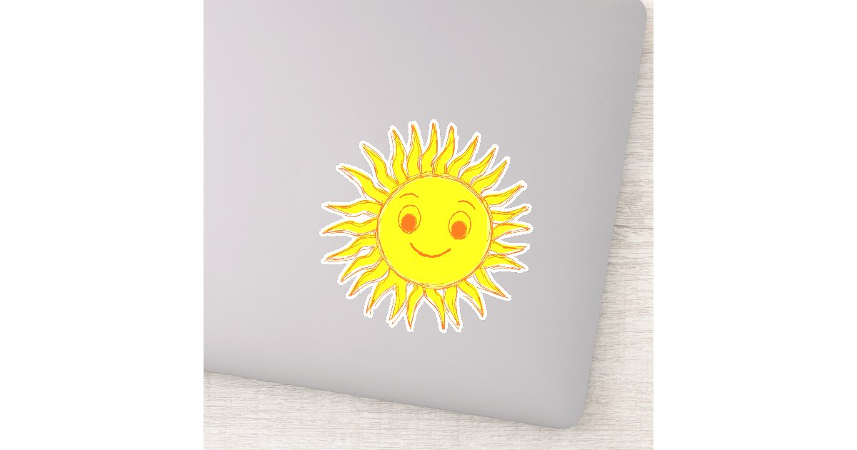 Smiling Sun Drawing Sticker | Zazzle