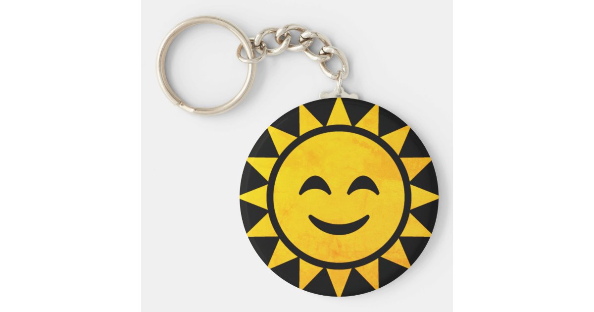 Smiling Sun Emoji Keychain | Zazzle.com