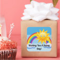 Smiling Sun Square Sticker | Zazzle