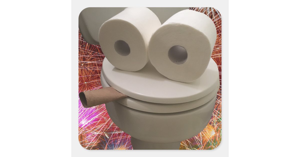 Smiling Toilet Face Square Sticker | Zazzle