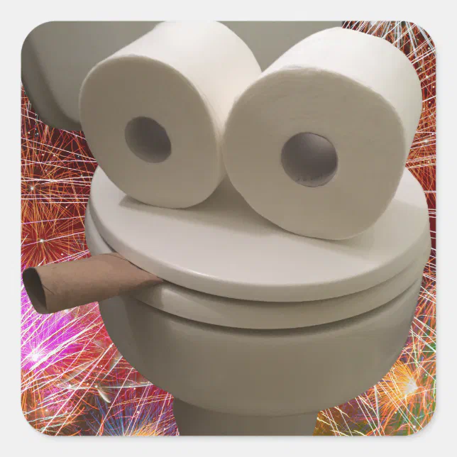 Smiling Toilet Face Square Sticker | Zazzle
