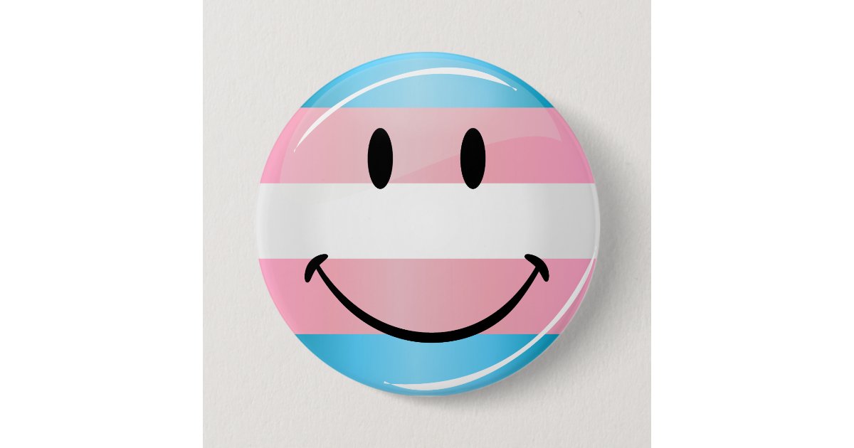Smiling Transgender Flag Button | Zazzle
