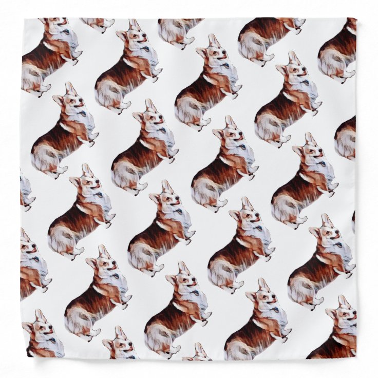 Smiling Tricolor Welsh Corgis Bandana | Zazzle