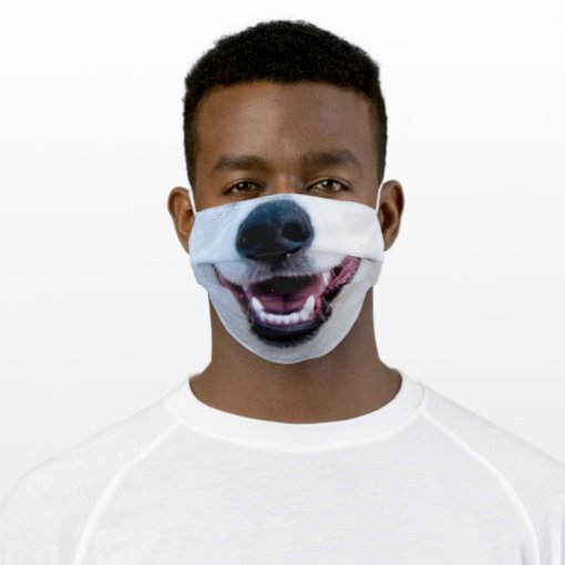 Smiling white dog puppy nose and mouth adult cloth face mask | Zazzle