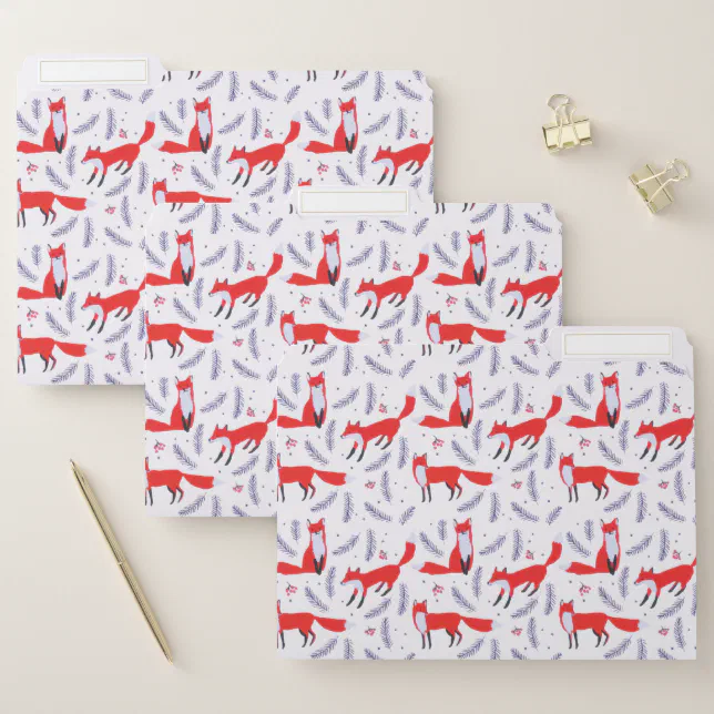 Smiling Woodland Forest Greenery Red Fox File Folder | Zazzle