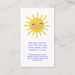 Smiling Yellow Sun Baby Shower Book Request Enclosure Card | Zazzle