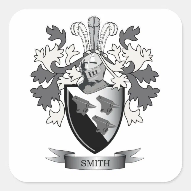 Smith Family Crest Coat of Arms Square Sticker | Zazzle
