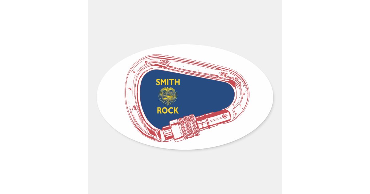 Smith Rock Climbing Carabiner Oval Sticker | Zazzle